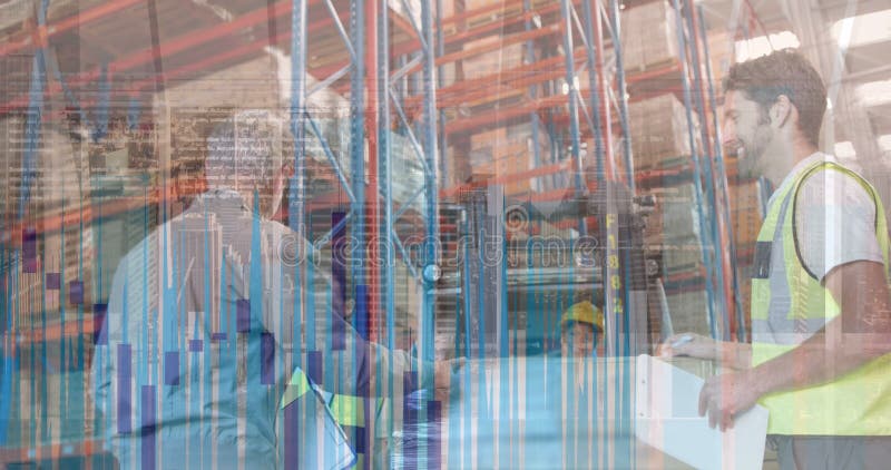 Animation of Icons Over Caucasian Male Worker in Warehouse Stock Video ...