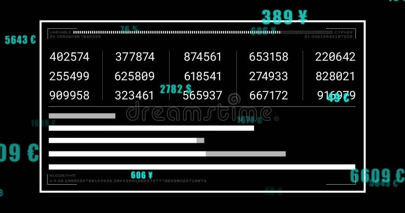 Animation of Data Processing Over Currency Symbols and Diagrams Stock ...