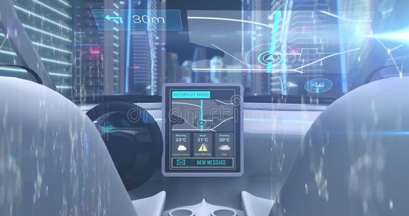 Animation of Data Processing Over Dashboard in Self Drive Car Stock ...