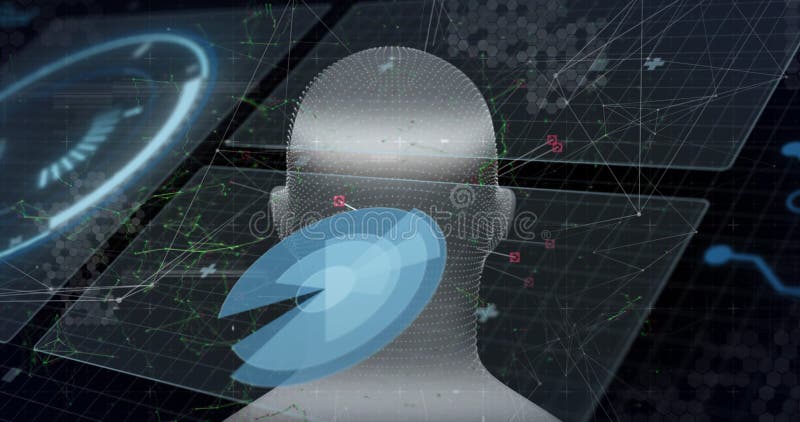 Animation of Data Processing Over Digital Human Stock Footage - Video ...