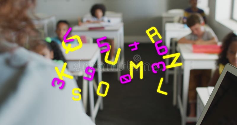 Animation of Data Processing Over Diverse Female Addressing Pupils at ...