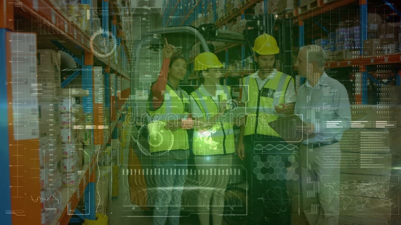 Animation of Data Processing Over Diverse Female and Male Warehouse ...