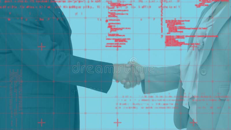 Animation of Data Processing Over Diverse People Shaking Hands in ...