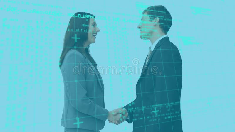 Animation of Data Processing Over Diverse People Shaking Hands in ...