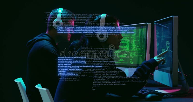 Animation of Data Processing Over Diverse People Using Computers Stock Video - Video of ...