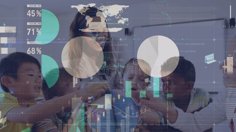 Animation of Data Processing Over Diverse Schoolchildren Learning with Teacher Stock Footage ...