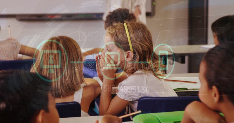 Animation of Data Processing Over Diverse Schoolchildren Talking Stock ...