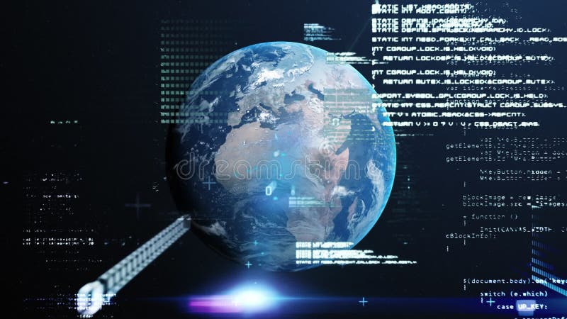 Animation Of Data Processing Over Earth In Universe In Background Stock