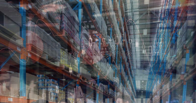 Animation of Data Processing Over Empty Warehouse Stock Video - Video ...