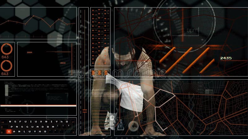 Animation of Data Processing Over Hacker with Computer Stock Footage - Video of digitally, data ...