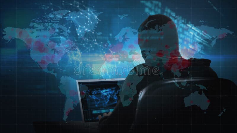 Animation of Data Processing Over Hacker with Laptop Stock Footage ...