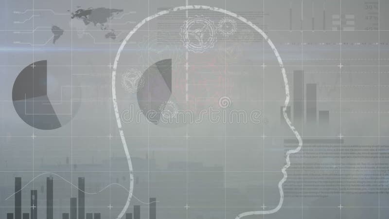 Animation of Data Processing Over Head Drawing Stock Footage - Video of ...
