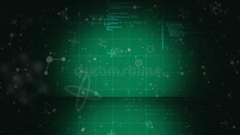 Animation of Data Processing Over Molecules on Green Background Stock ...