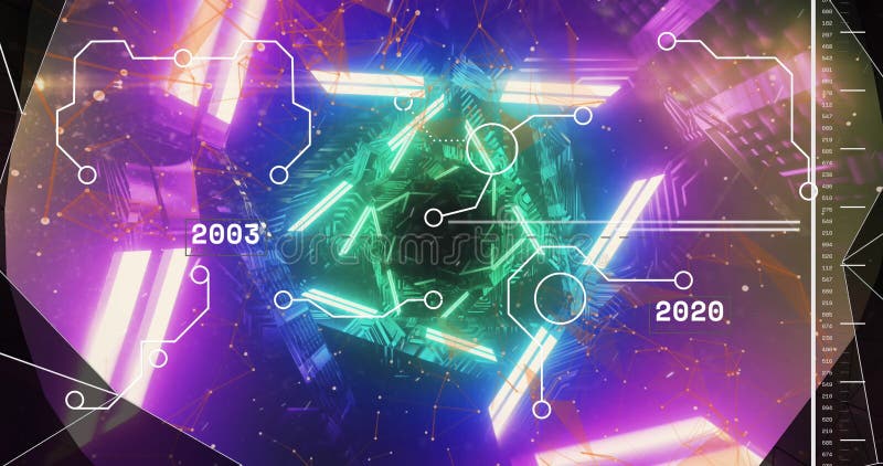 Animation of Data Processing Over Neon Tunnel Stock Video - Video of ...