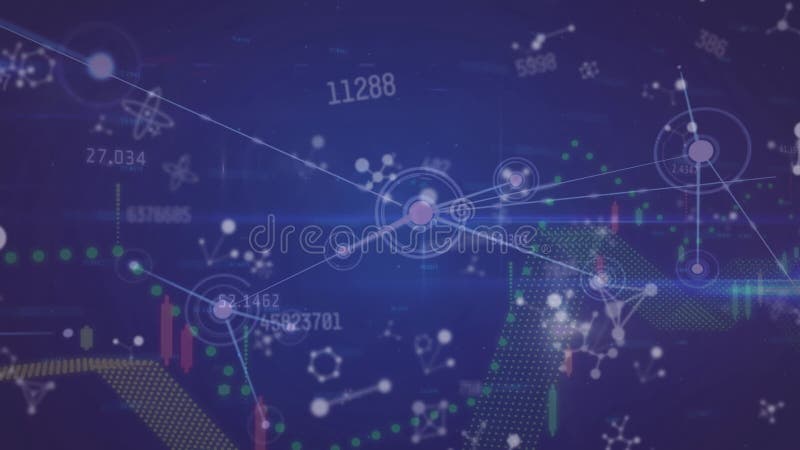 Animation of Data Processing Over Network of Connections on Purple ...
