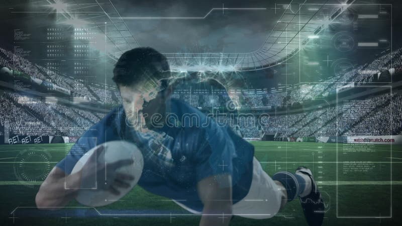 Animation of Data Processing Over Rugby Player during Rugby Match in ...