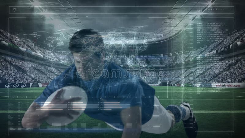 Animation of Data Processing Over Rugby Player during Rugby Match in ...