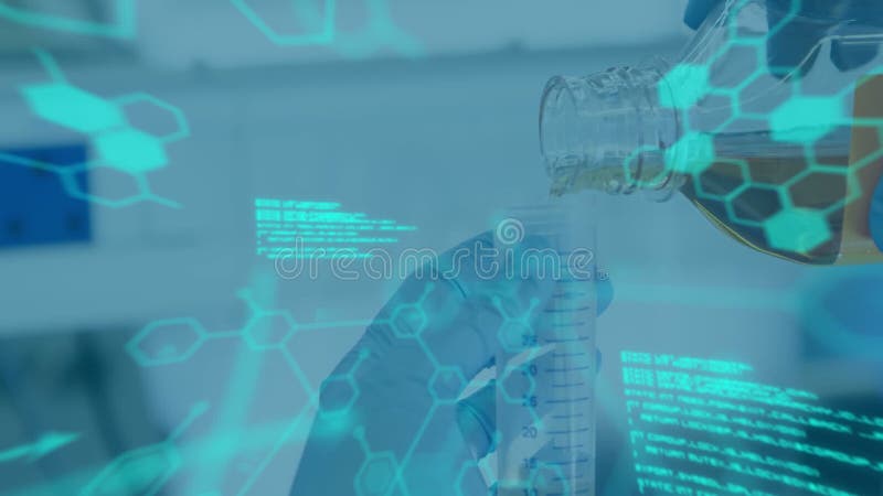 Animation of Data Processing Over Scientist in Lab Stock Footage ...