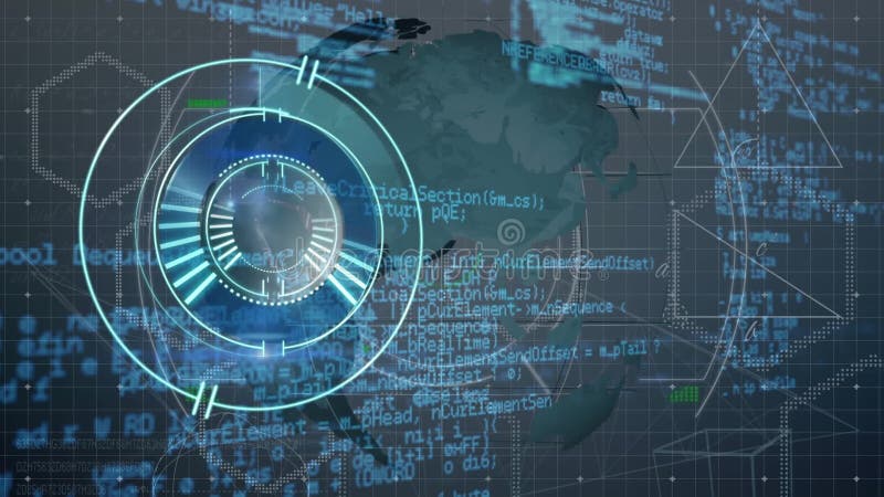 Animation of Data Processing Over Scope Scanning and Globe Stock Video - Video of globe, online ...