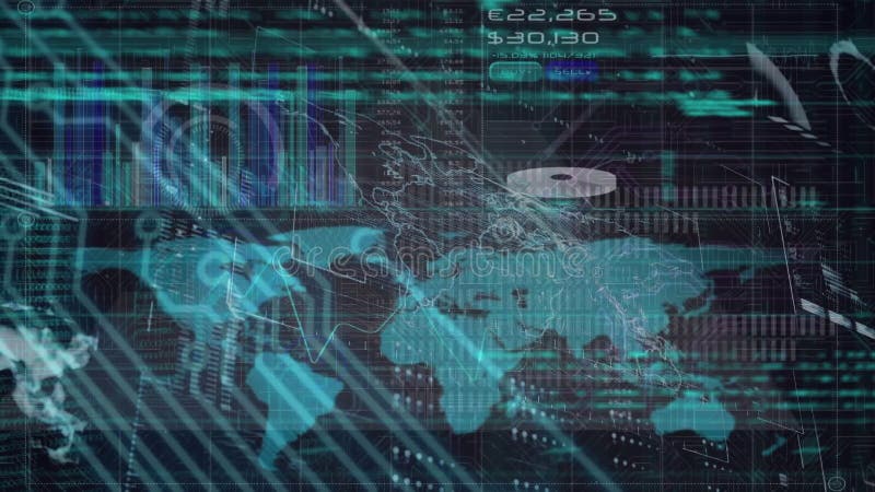 Animation of Data Processing Over World Map Stock Footage - Video of ...