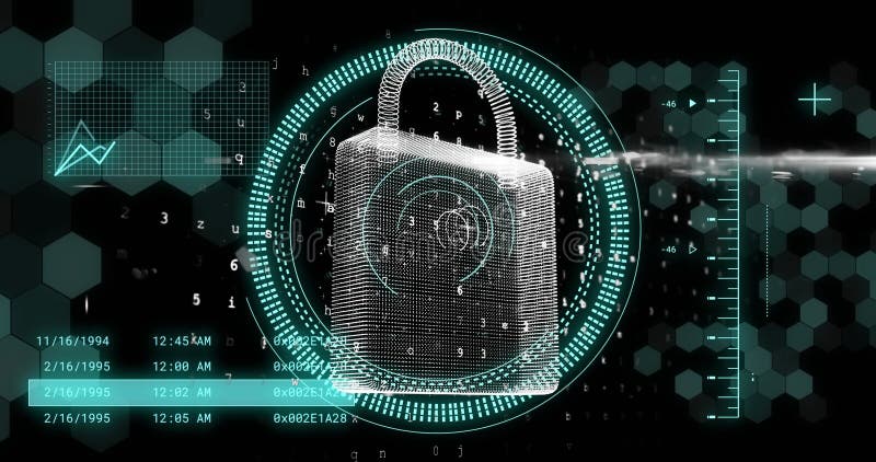 Animation Of Data Processing And Padlock Over Scopes Scanning Stock Video Video Of Code Math