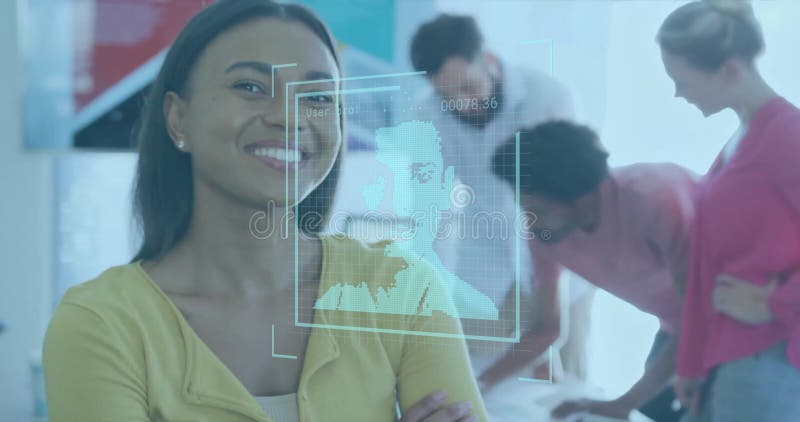 Animation of Data Processing with Portraits Over Diverse Colleagues in ...