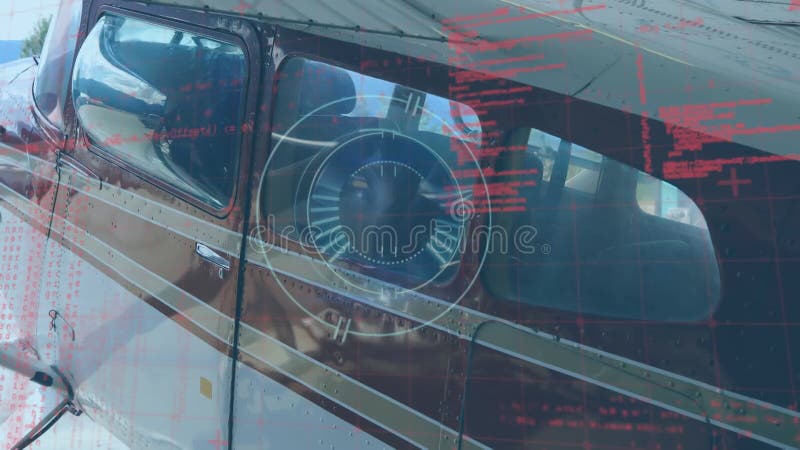 Animation of Data Processing and Round Scanner Against Plane Parked at ...