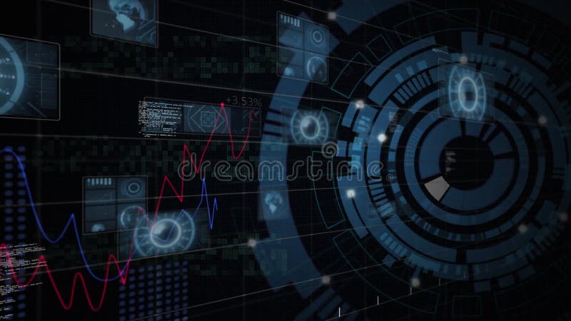 Animation of Data Processing and Scan Scope Over Globe on Dark Background Stock Footage - Video ...