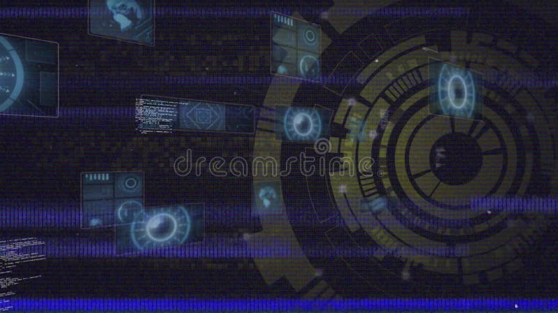 Animation of Data Processing and Scan Scope Over Globe on Dark Background Stock Footage - Video ...