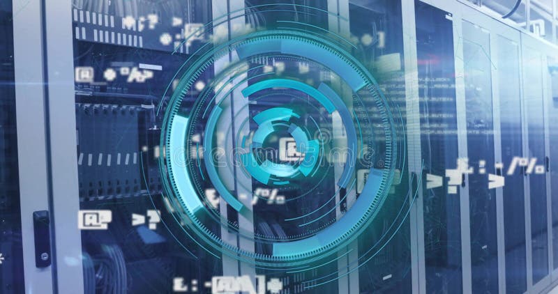 Animation of Data Processing and Scope Over Computer Servers Stock ...