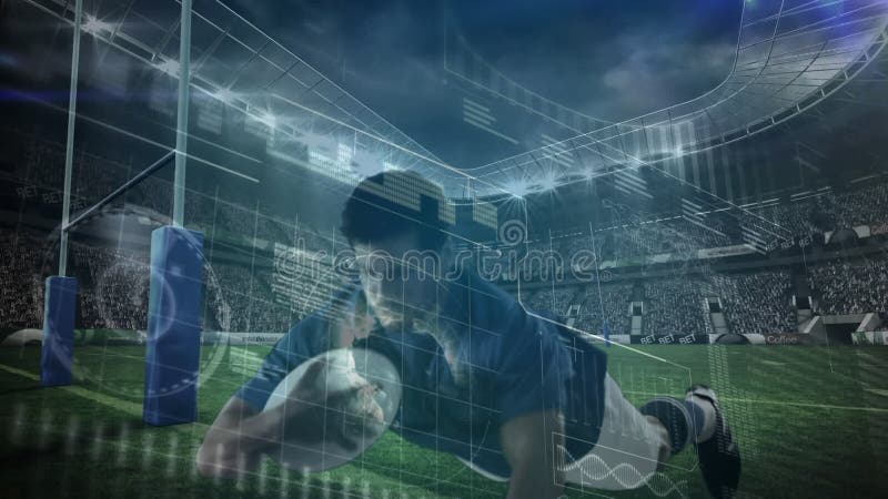 Data Processing of Male Rugby Player Running Stock Video - Video of ...