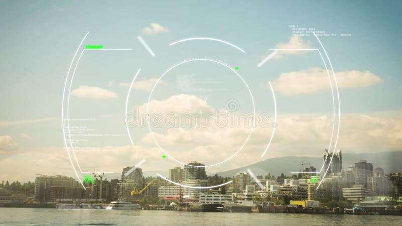 Animation of Data Processing and Scope Scanning Over Aerial View of Cityscape Stock Video ...