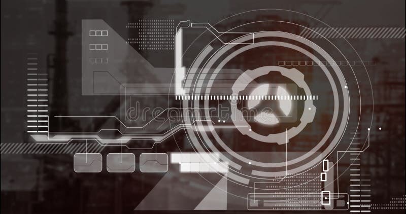Animation of Data Processing and Scope Scanning Over Cityscape ...