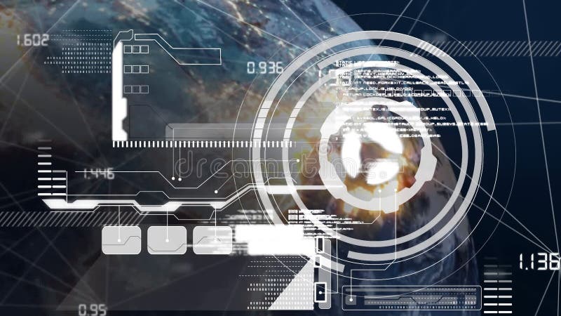 Animation of Data Processing and Scope Scanning Over Globe Stock Footage - Video of generated ...