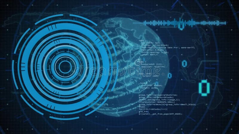 Animation of Data Processing and Scope Scanning Over Globe and World Map Stock Footage - Video ...
