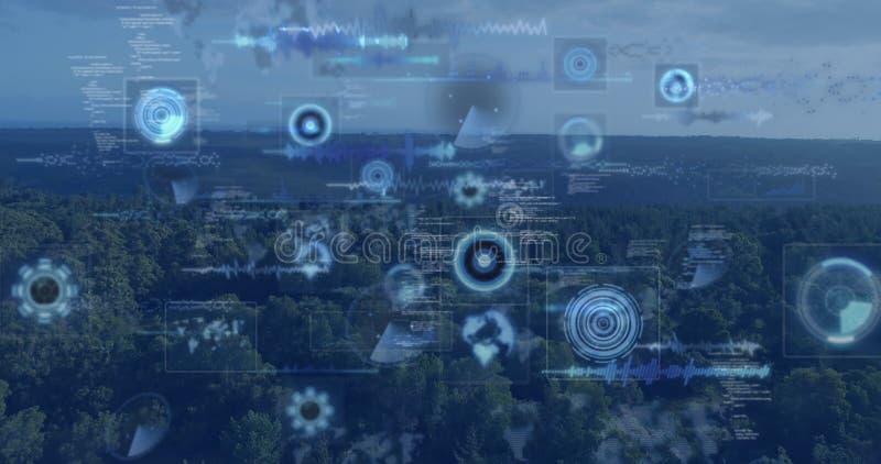 Animation of Data Processing with Scope Scanning Over Landscape Stock ...