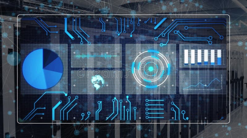 Animation of Data Processing with Scope Scanning Over Server Room Stock Footage - Video of ...