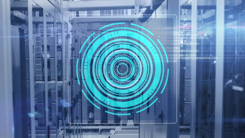 Animation of Data Processing with Scope Scanning Over Server Room Stock Footage - Video of ...