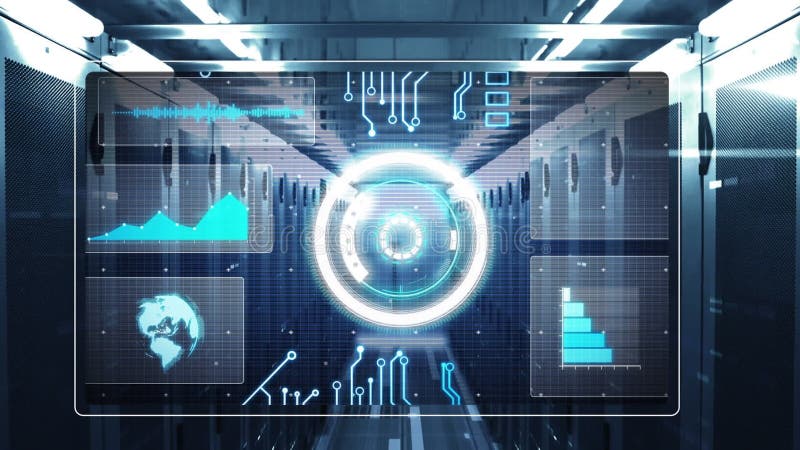 Animation of Data Processing with Scope Scanning Over Server Room Stock Video - Video of ...