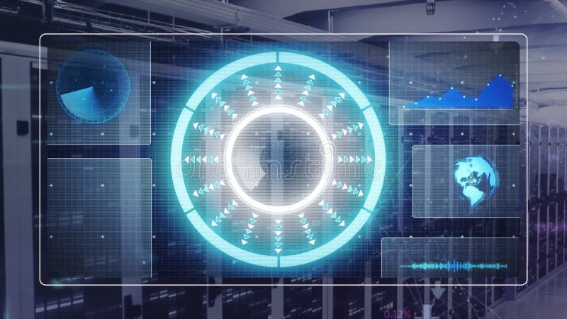 Animation of Data Processing with Scope Scanning Over Server Room Stock Video - Video of room ...
