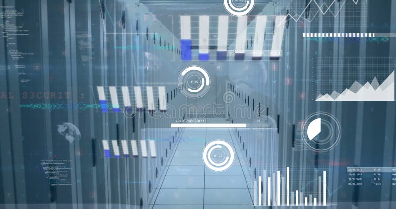 Animation of Data Processing with Scope Scanning Over Server Room Stock Footage - Video of video ...