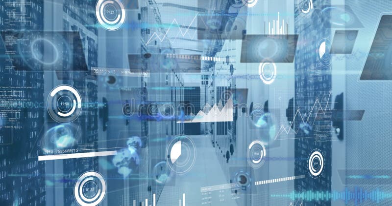 Animation of Data Processing with Scope Scanning Over Server Room Stock Video - Video of ...