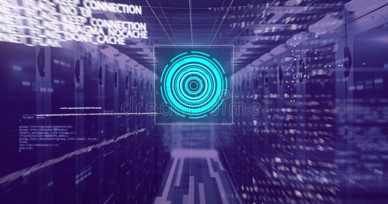 Animation of Data Processing and Scope Scanning Over Server Room Stock Video - Video of ...