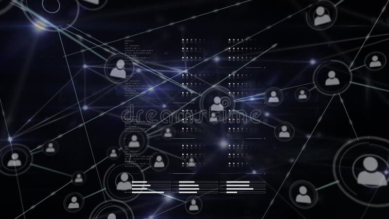 Animation of Data Processing on Screens and Network of Connections with ...