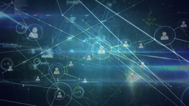 Animation of Data Processing on Screens and Network of Connections with ...