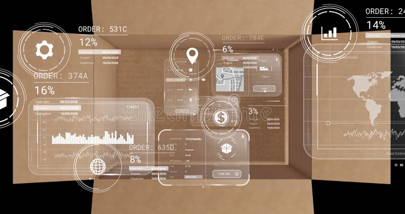 Animation of Data Processing on Screens Over Cardboard Box Stock Video ... Animation of Data Processing on Screens Over Cardboard Box Stock Video ...