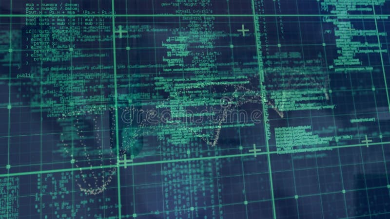 Animation of Data Processing and Shapes Over Data Processing on Black Background Stock Footage ...