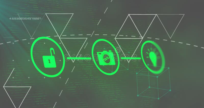 Animation of Data Processing and Shapes Over Network of Connections with Icons Stock Video ...