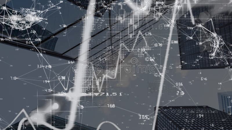 Animation of Data Processing with Buildings in Background Stock Footage ...