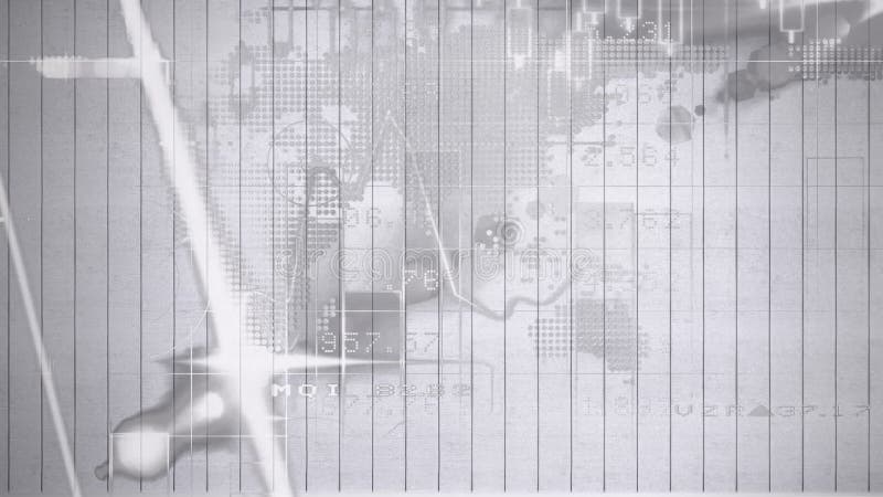 Animation of Data Processing and Statistics on Light Grey Background ...